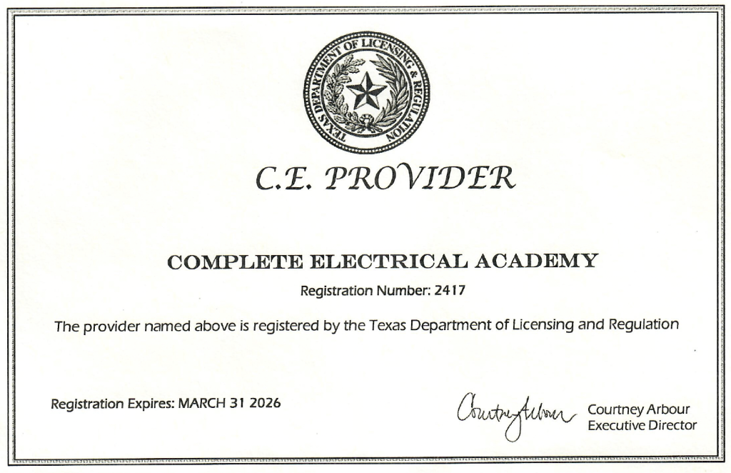Texas (Electricians) - Complete Electrical Academy